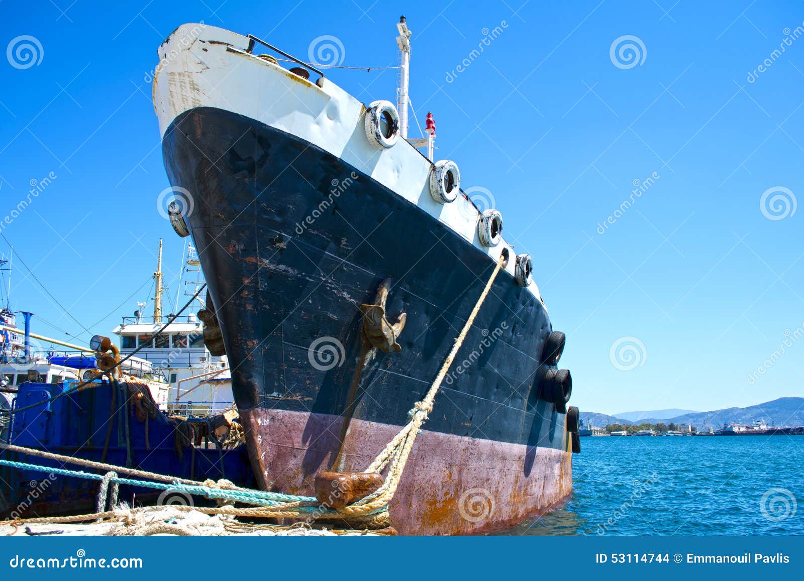 Bow of a cargo vessel stock photo. Image of naval, details - 53114744