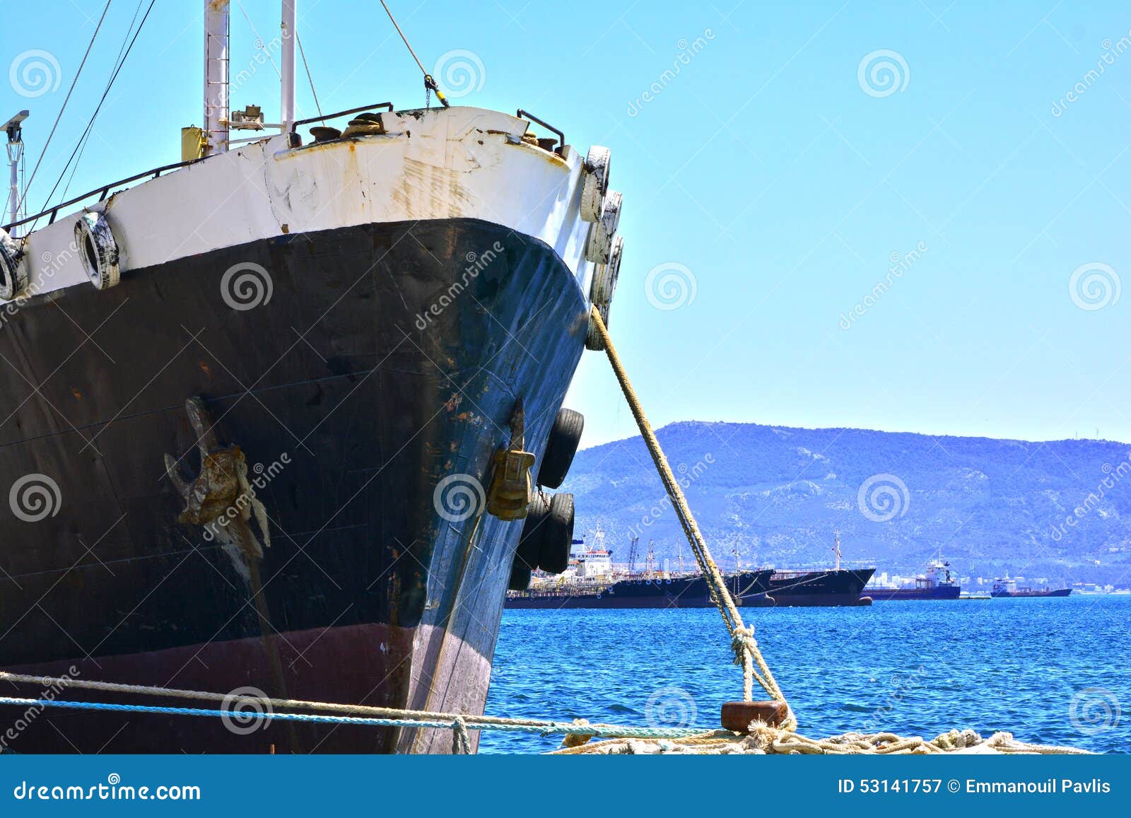 Bow of a cargo vessel stock image. Image of blue, dramatic - 53141757