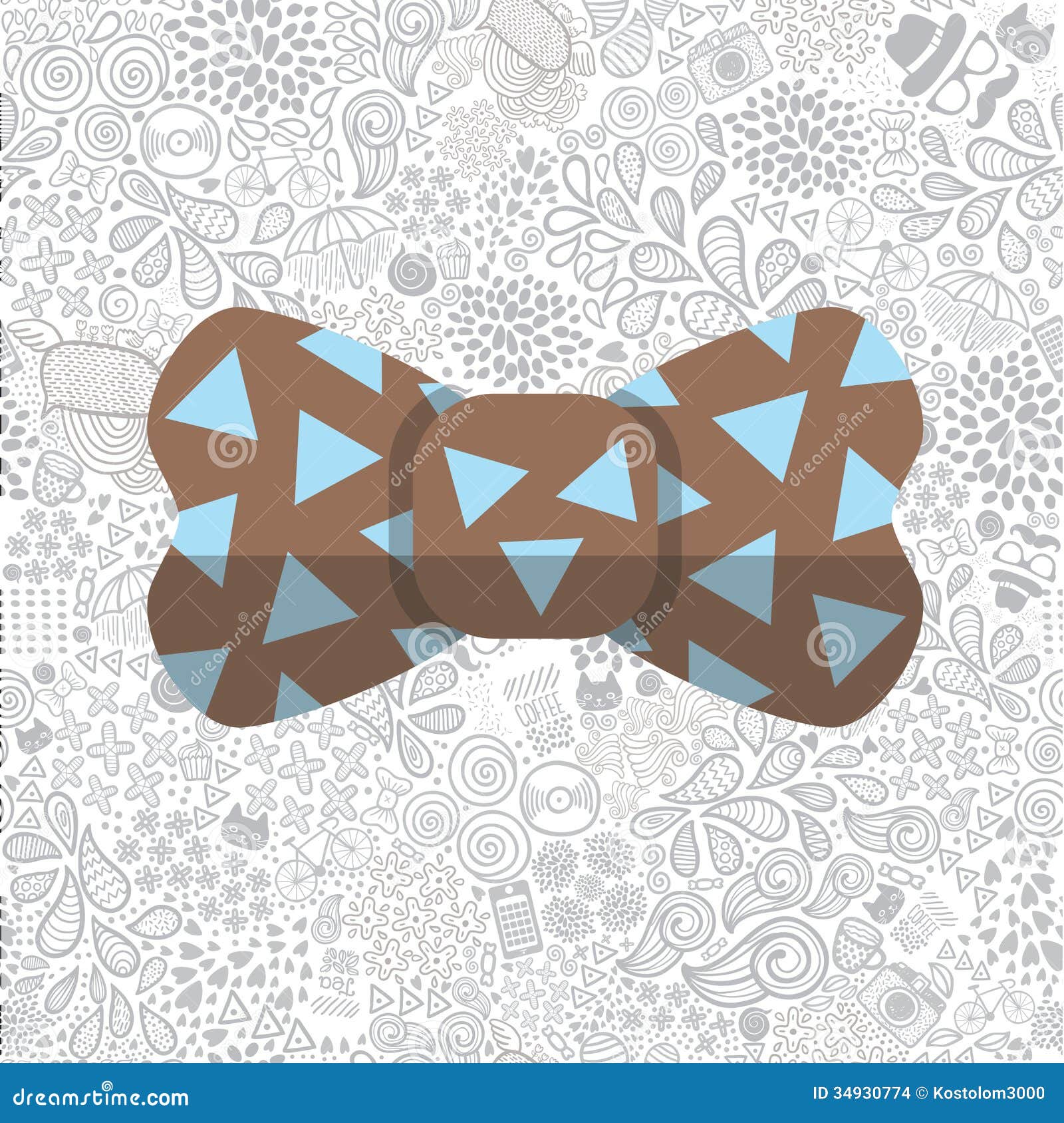 Bow on Cartoon Doodle Hipster Seamless Pattern Stock Vector ...