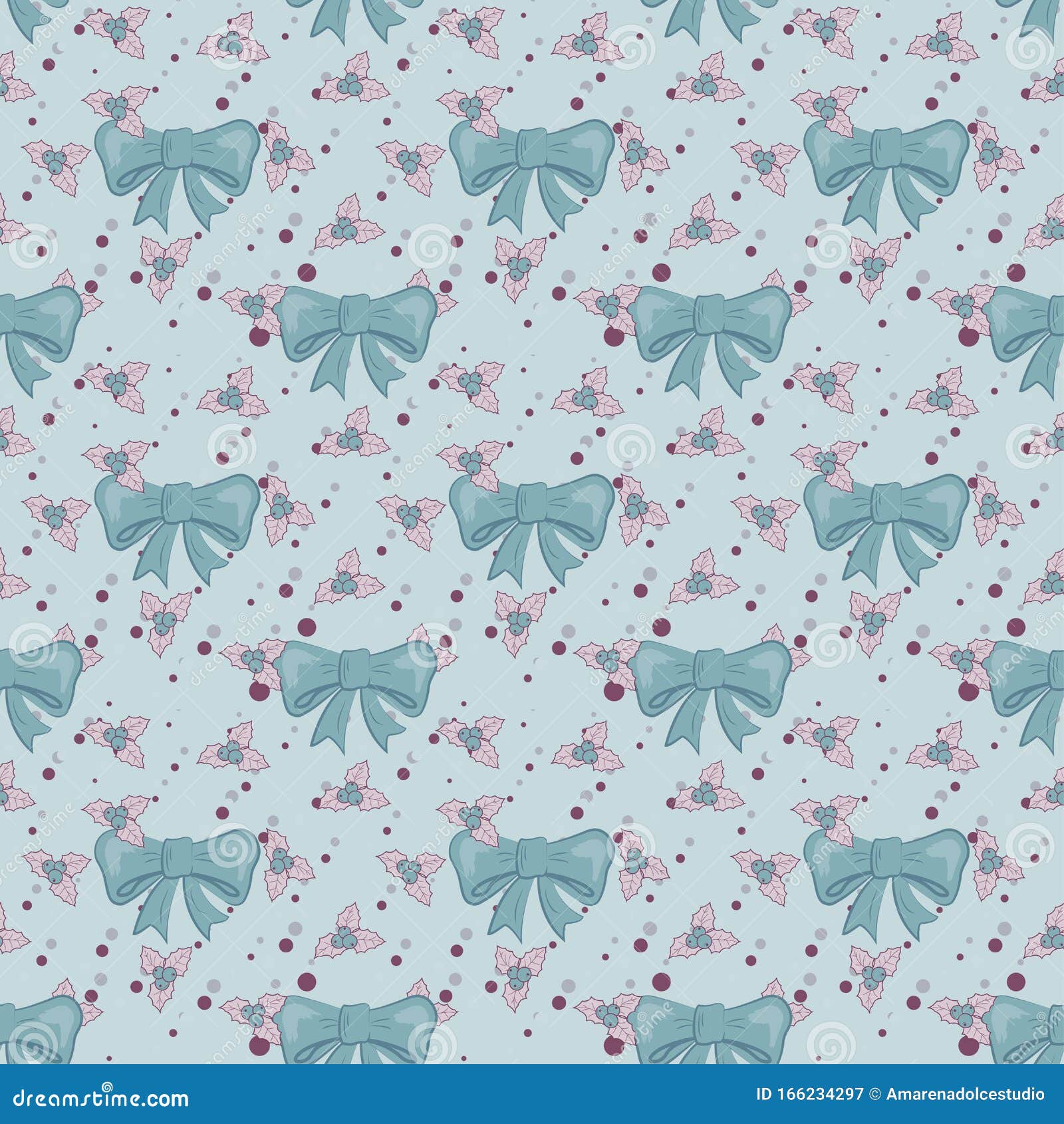 Bow for Christmas Tree in Pastels Seamless Pattern, Great for for ...