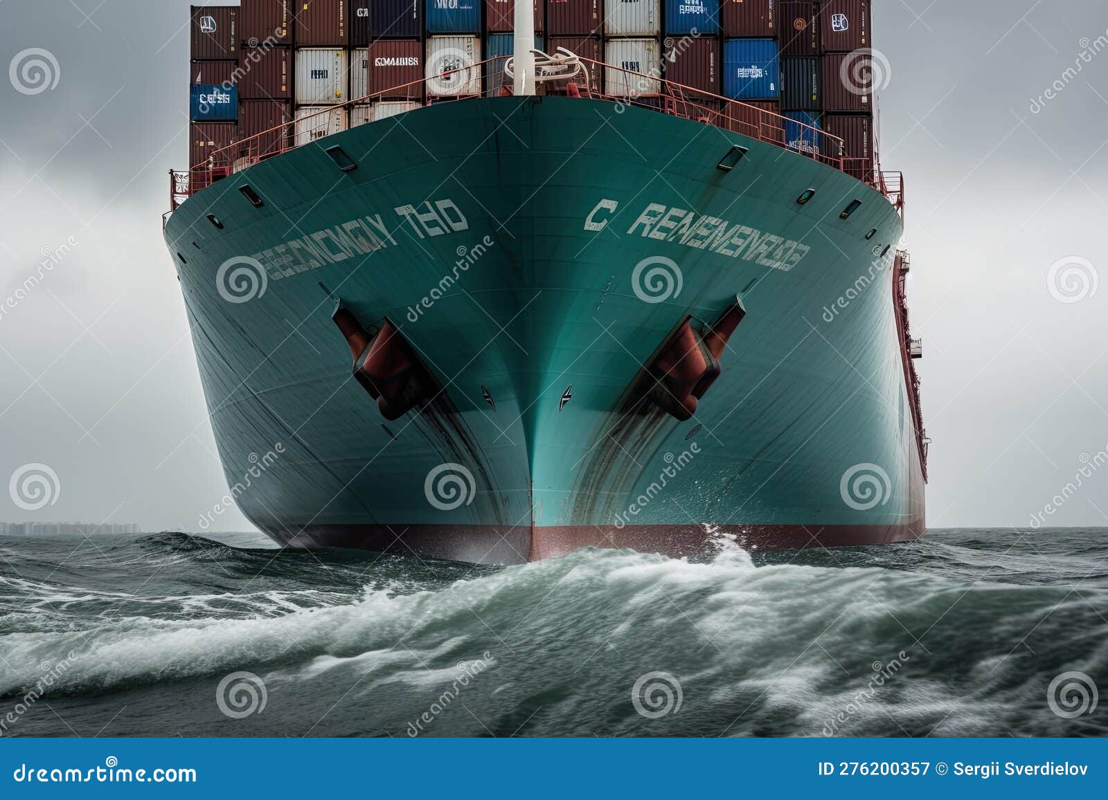 The Bow of a Container Ship Captured in Close-up. Generative AI Stock ...