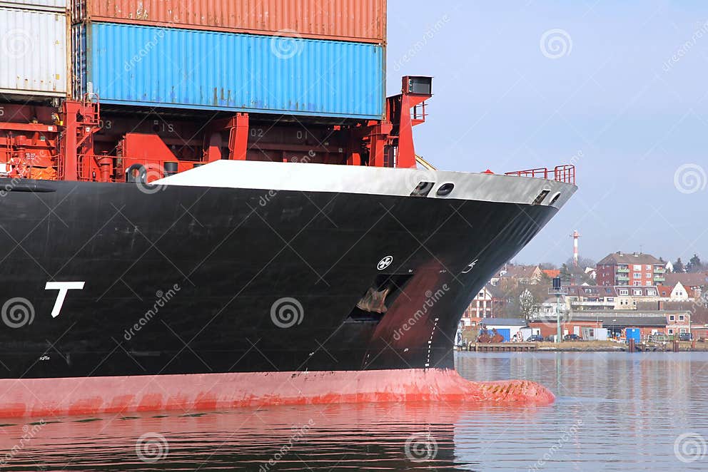 Bow of a container ship stock image. Image of nautical - 29830649