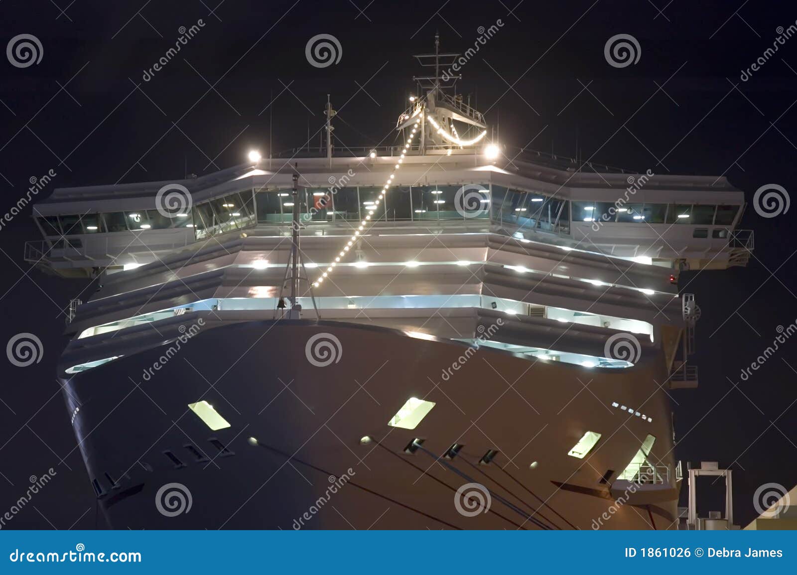 Bow of Cruise Ship at Night Stock Photo - Image of evening, vessel: 1861026