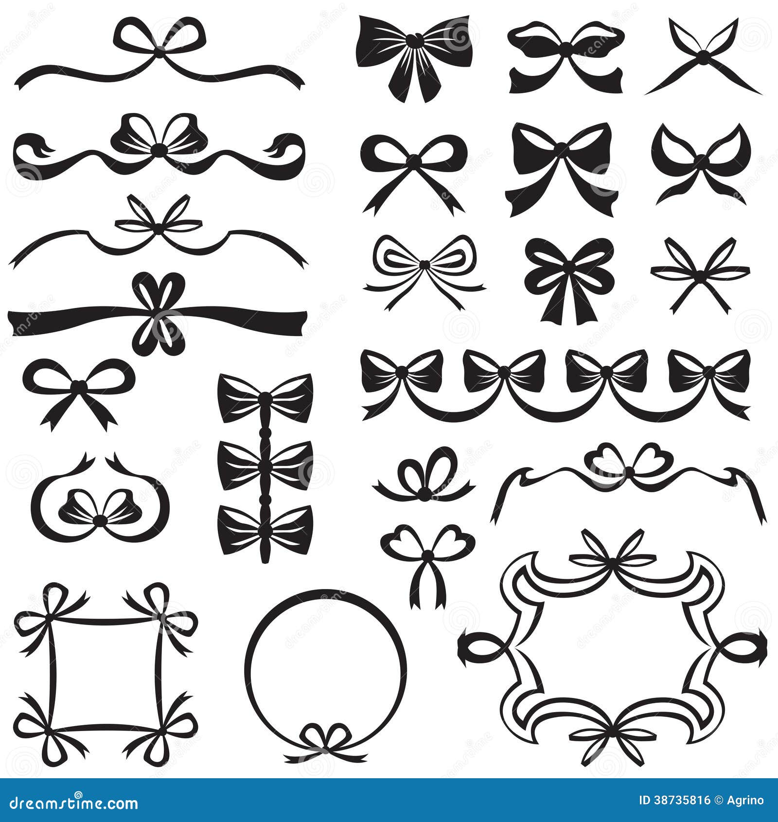 Bow design element set stock vector. Illustration of round - 38735816