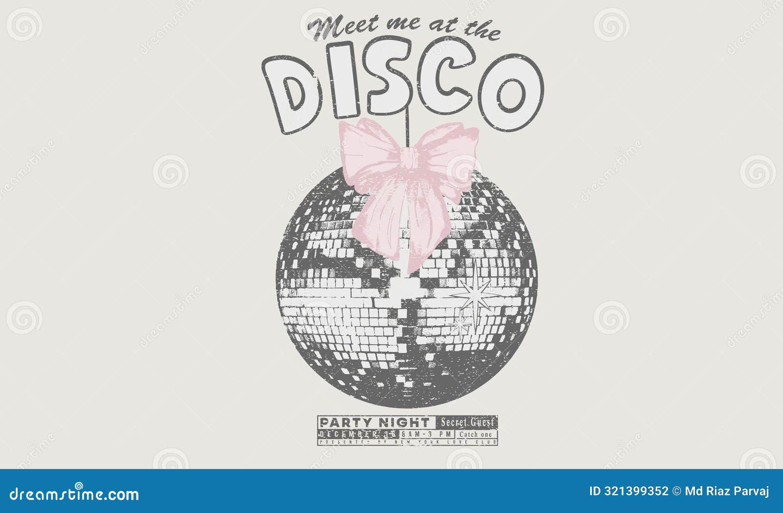 Bow with Disco Ball. Meet Me at the Disco Stock Vector - Illustration ...