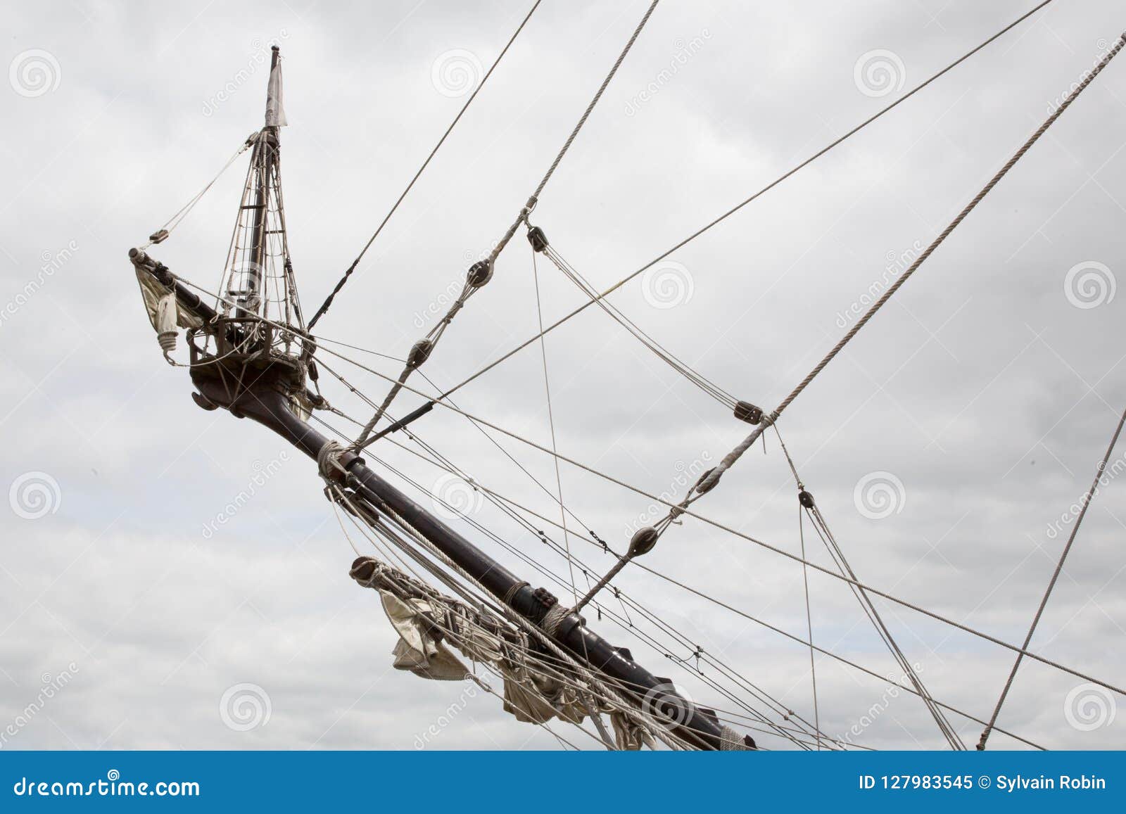 Bow Front a Sailing Vessel Ancient Boat Stock Image - Image of sail ...