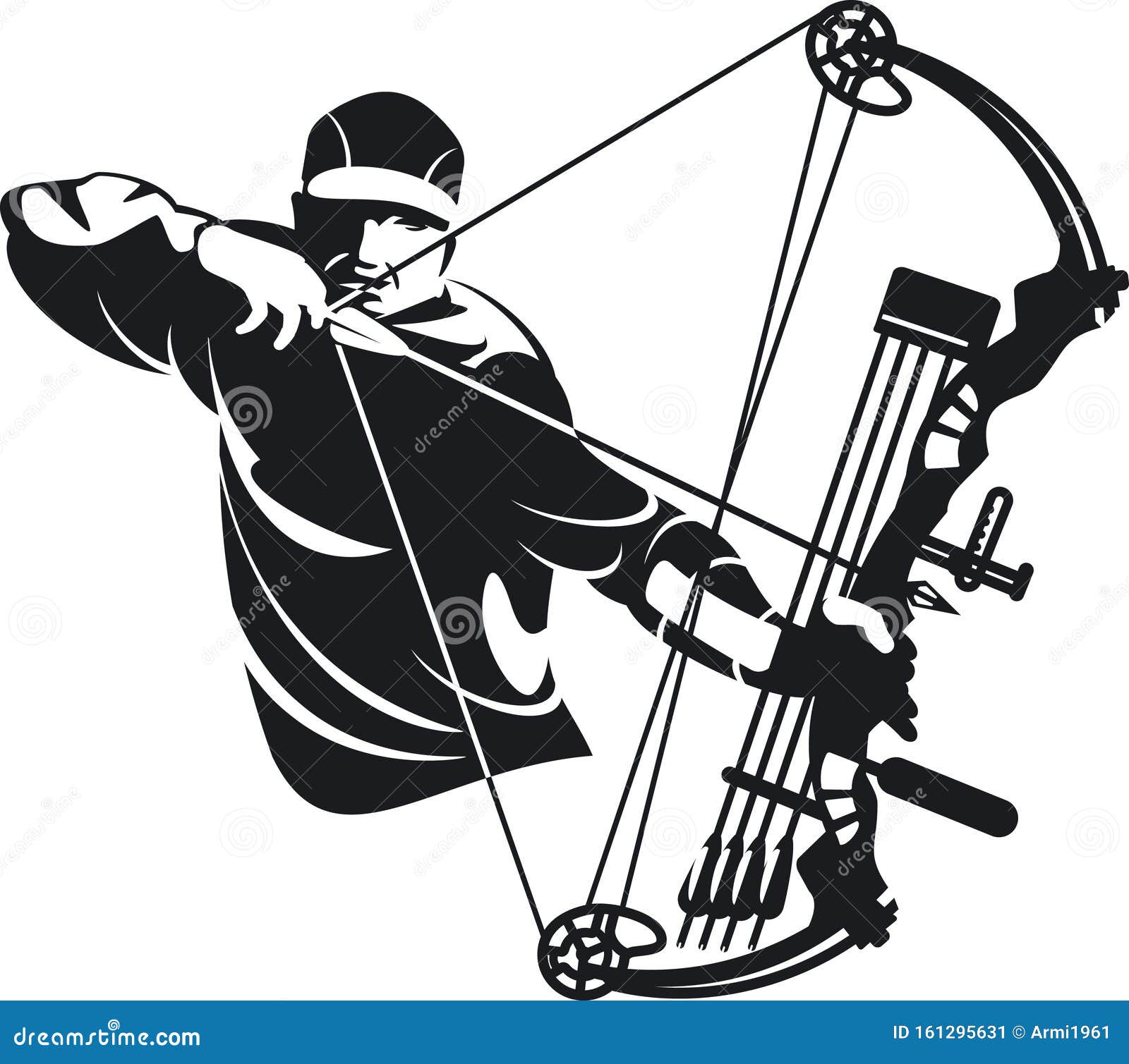 Bow Hunter Aiming with Compound Bow Stock Vector - Illustration of ...
