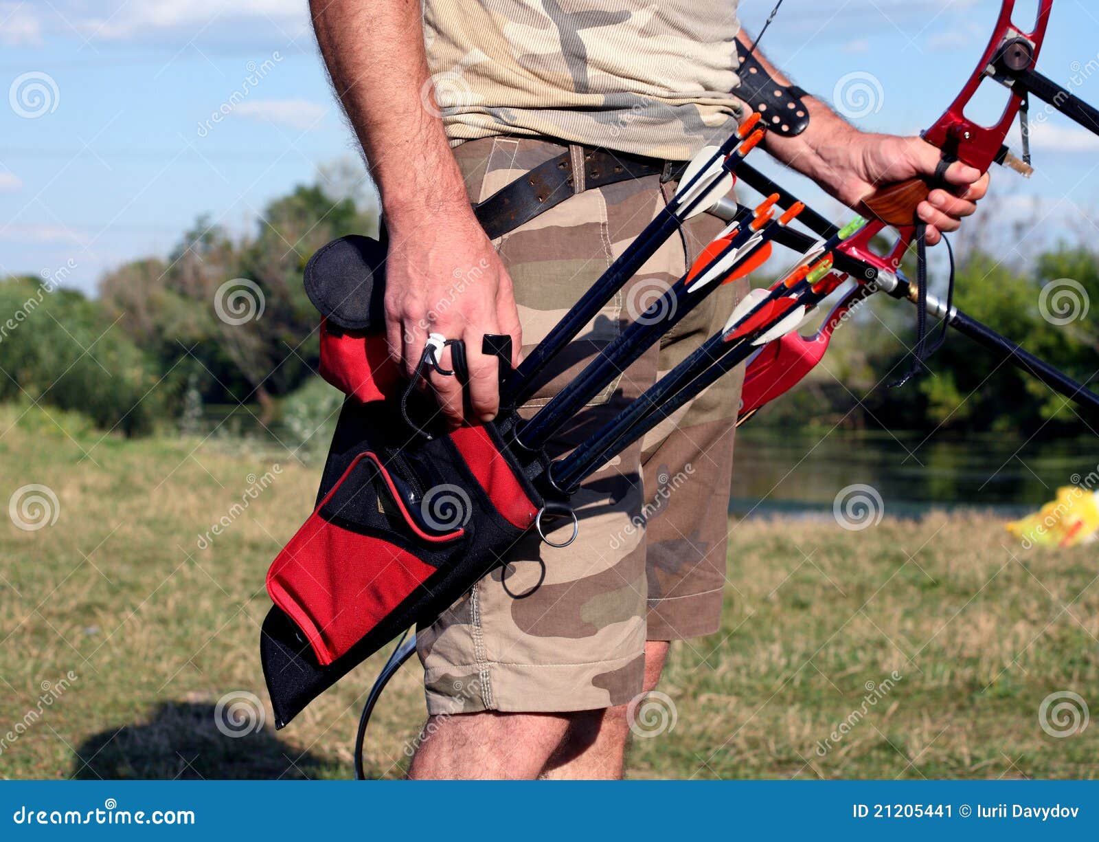 Bow Hunter Hands Holding Compound Bow Stock Image - Image of olympic ...