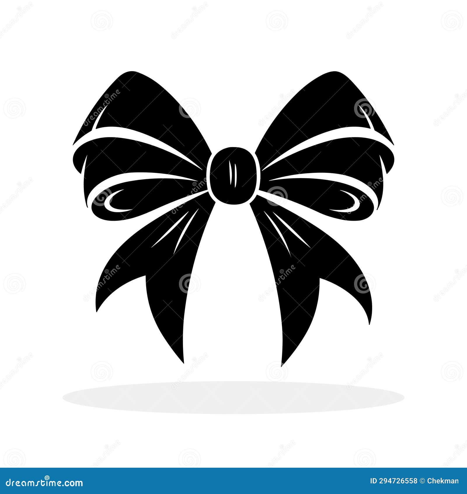 Bow Icon. Black Gift Bow Icon Isolated on White. Gift Bow Icon Drawing ...