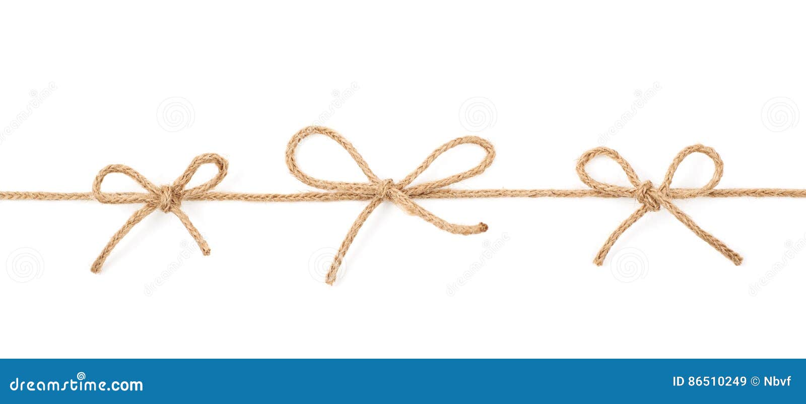 Bow Knots on a String Isolated Stock Image - Image of macro, rough ...