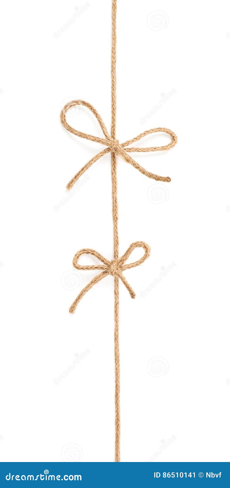 Bow Knots on a String Isolated Stock Image - Image of hemp, cord: 86510141