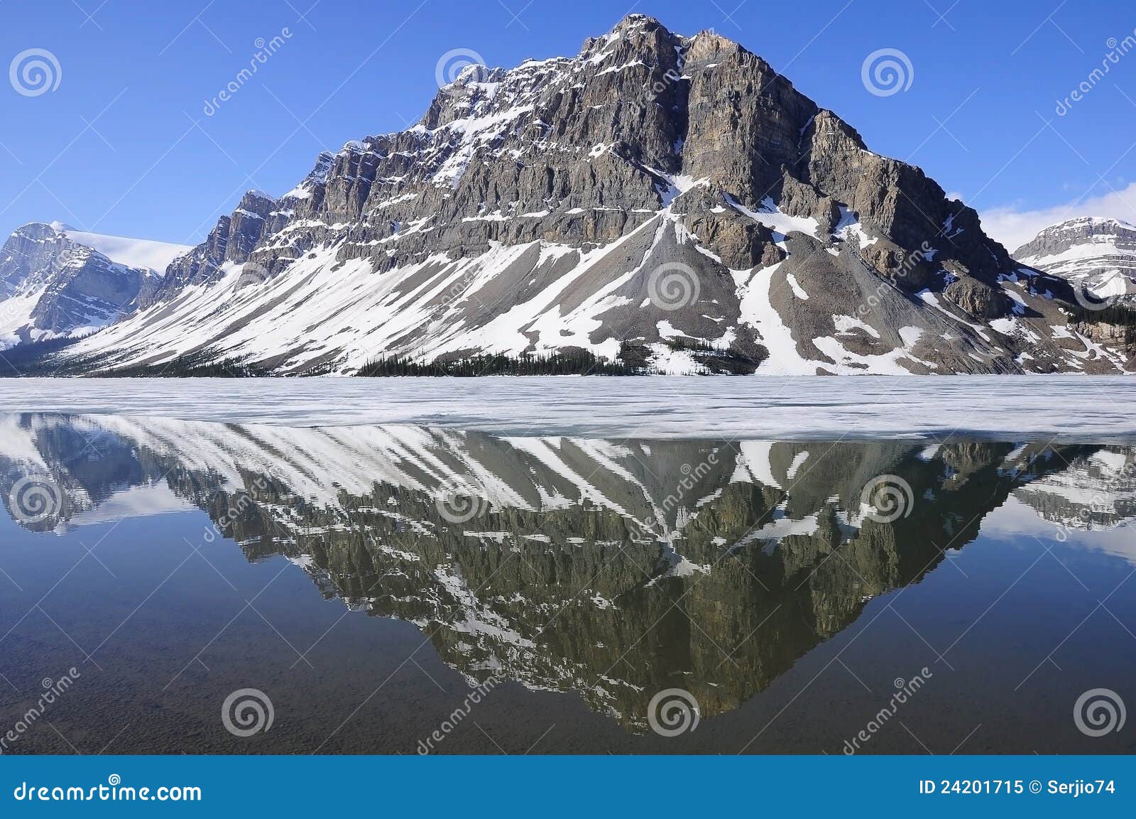 Bow lake. stock image. Image of adventure, america, hills - 24201715