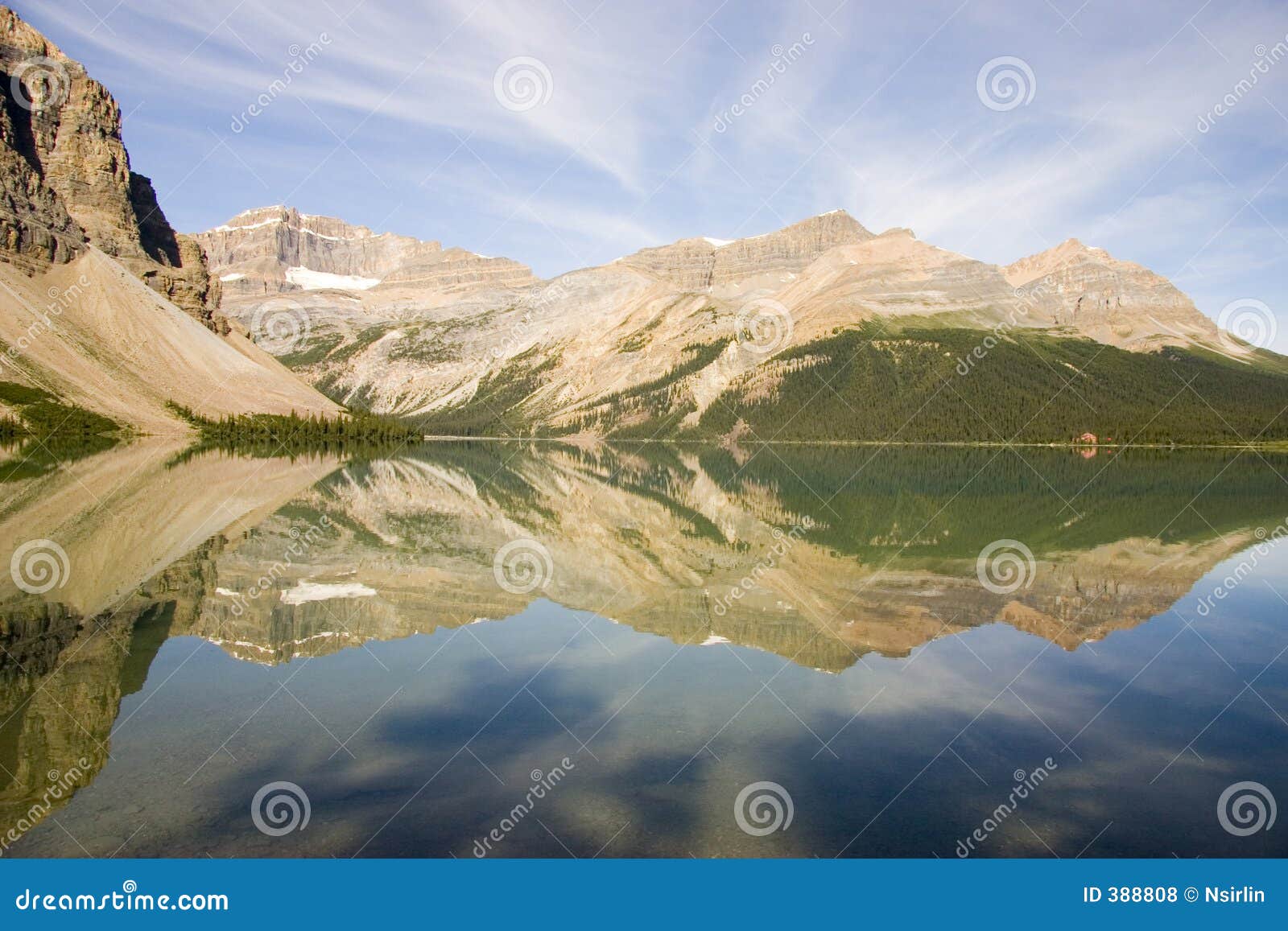 Bow Lake Reflection stock photo. Image of nature, banff - 388808