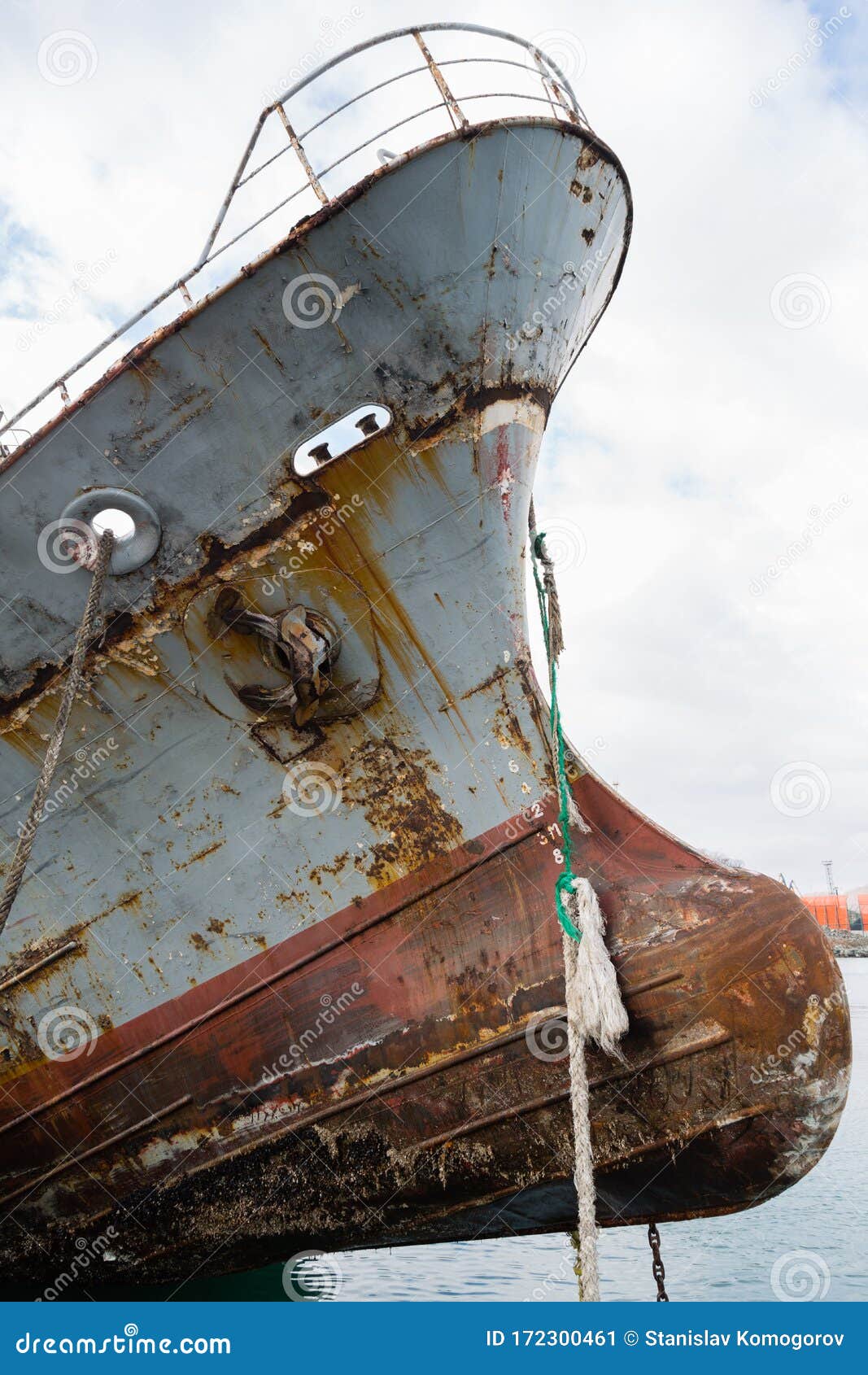 Bow and Bulb of an Old Abandoned Ship Stock Image - Image of vessel ...