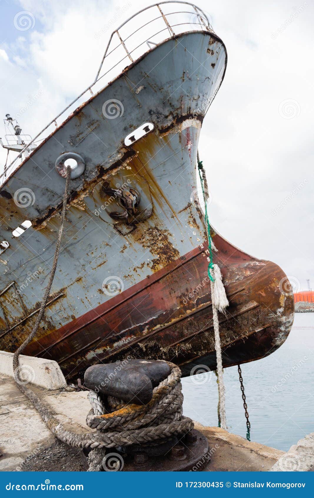 Bow of an Old Abandoned Ship Hangs Over the Sea Stock Image - Image of ...