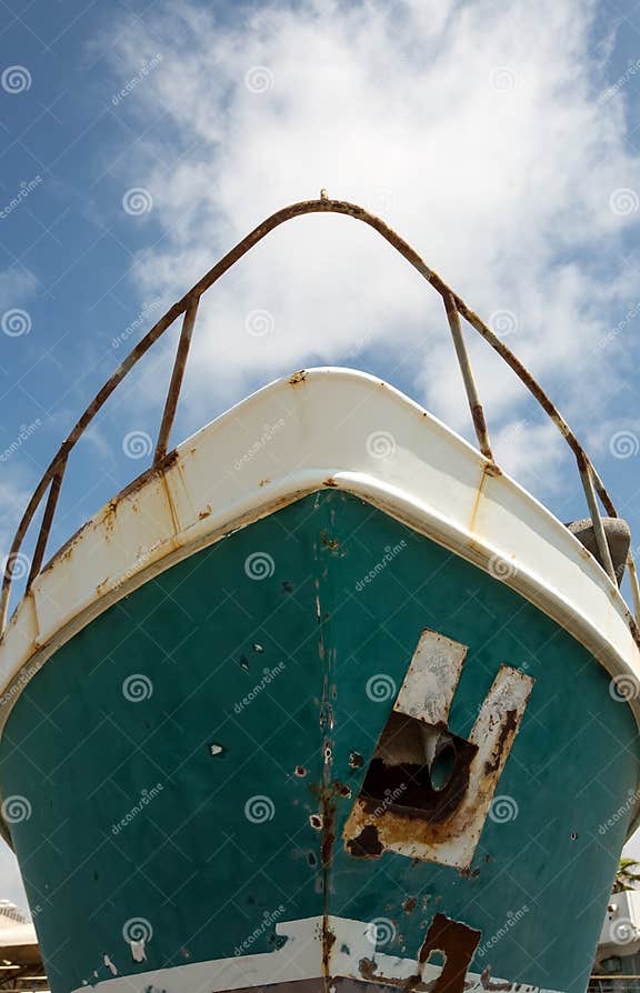 Bow of an Old Rusty Ship Under Renovation Stock Image - Image of ...