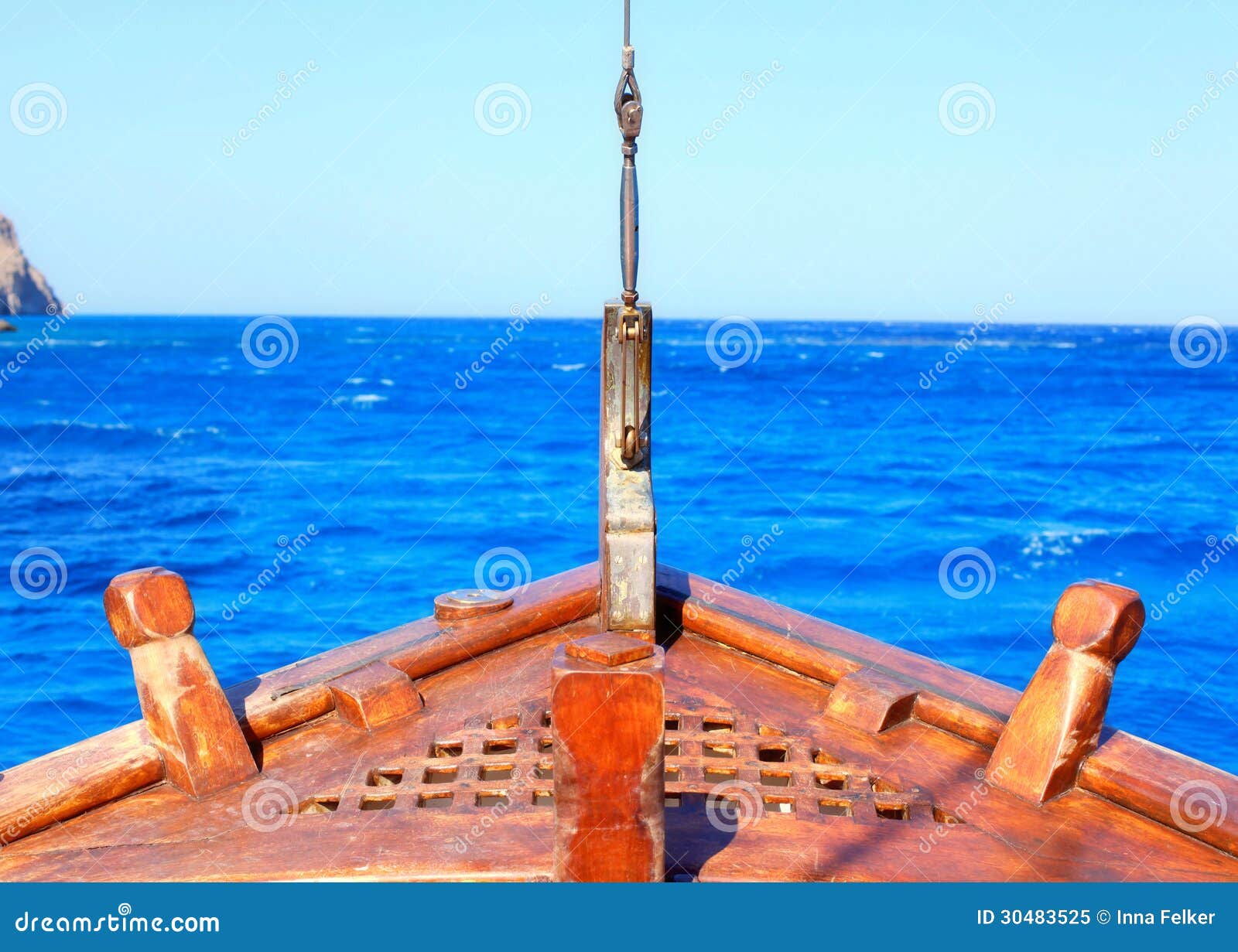 The Bow of Old Wood Ship,Mediterranean Sea Stock Image - Image of ...