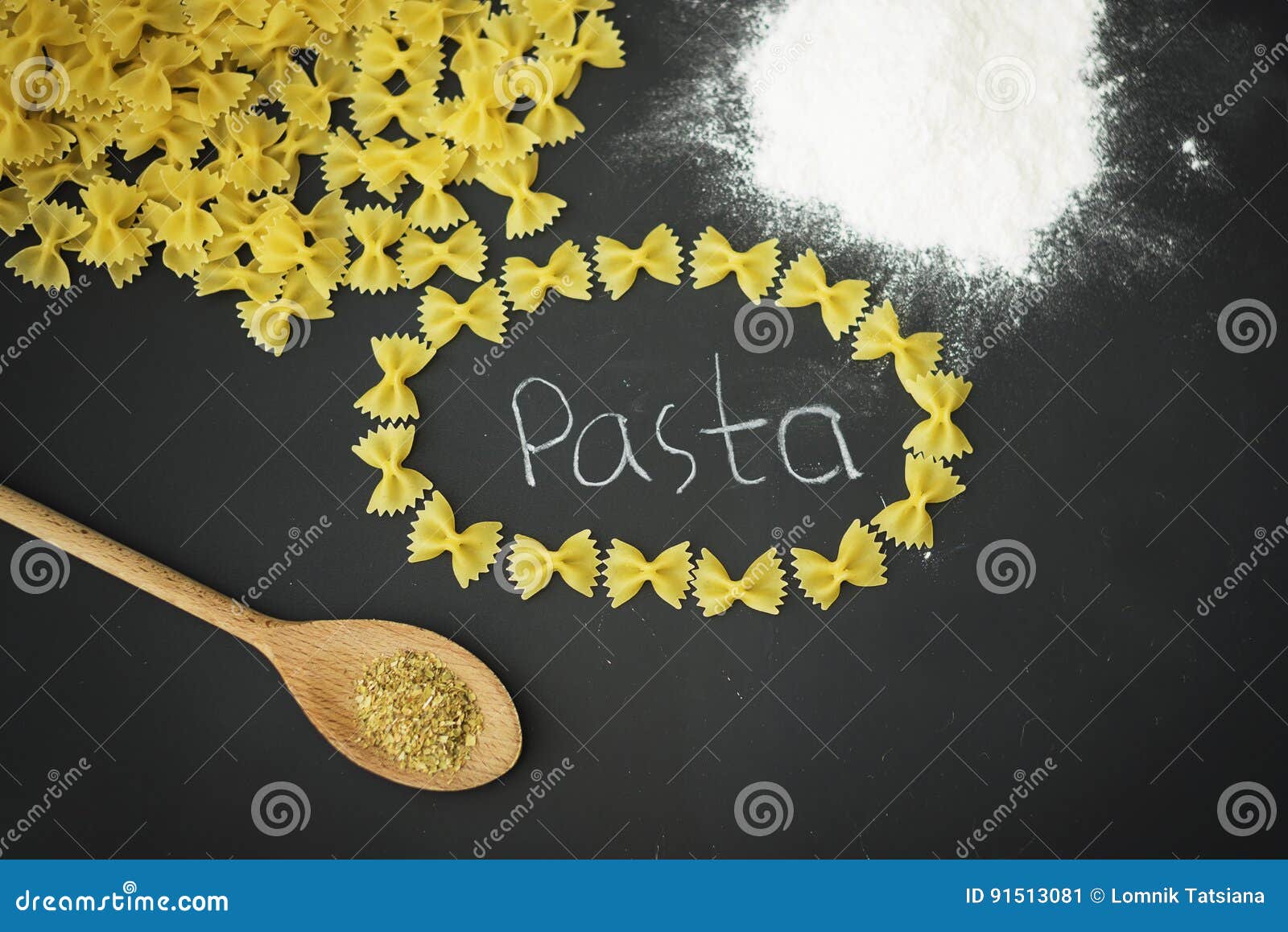 Bow Pasta on the Whiteboard for Drawing Stock Image - Image of healthy ...