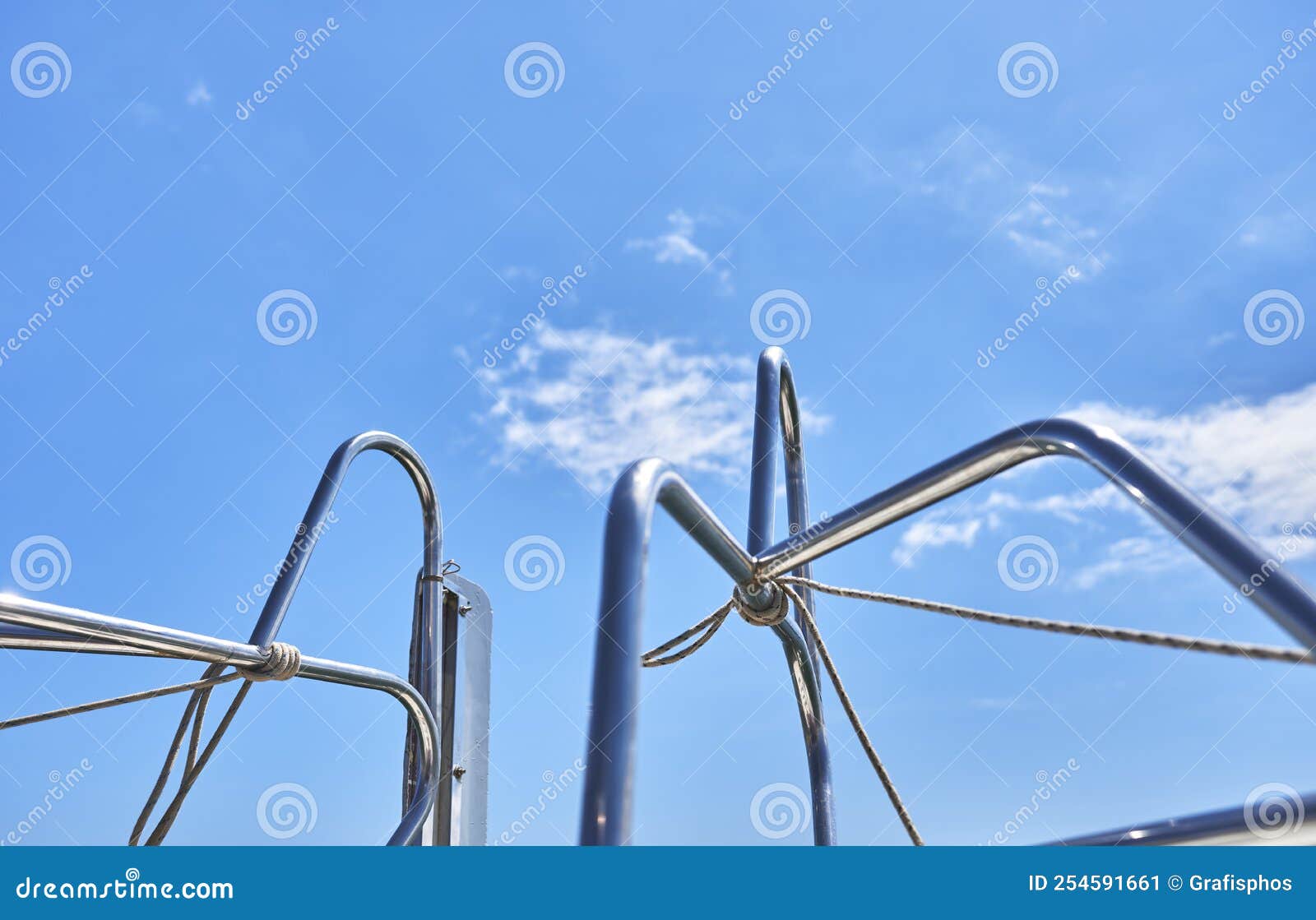 Bow Railing of a Boat or Ship Stock Image - Image of stainless, rope ...