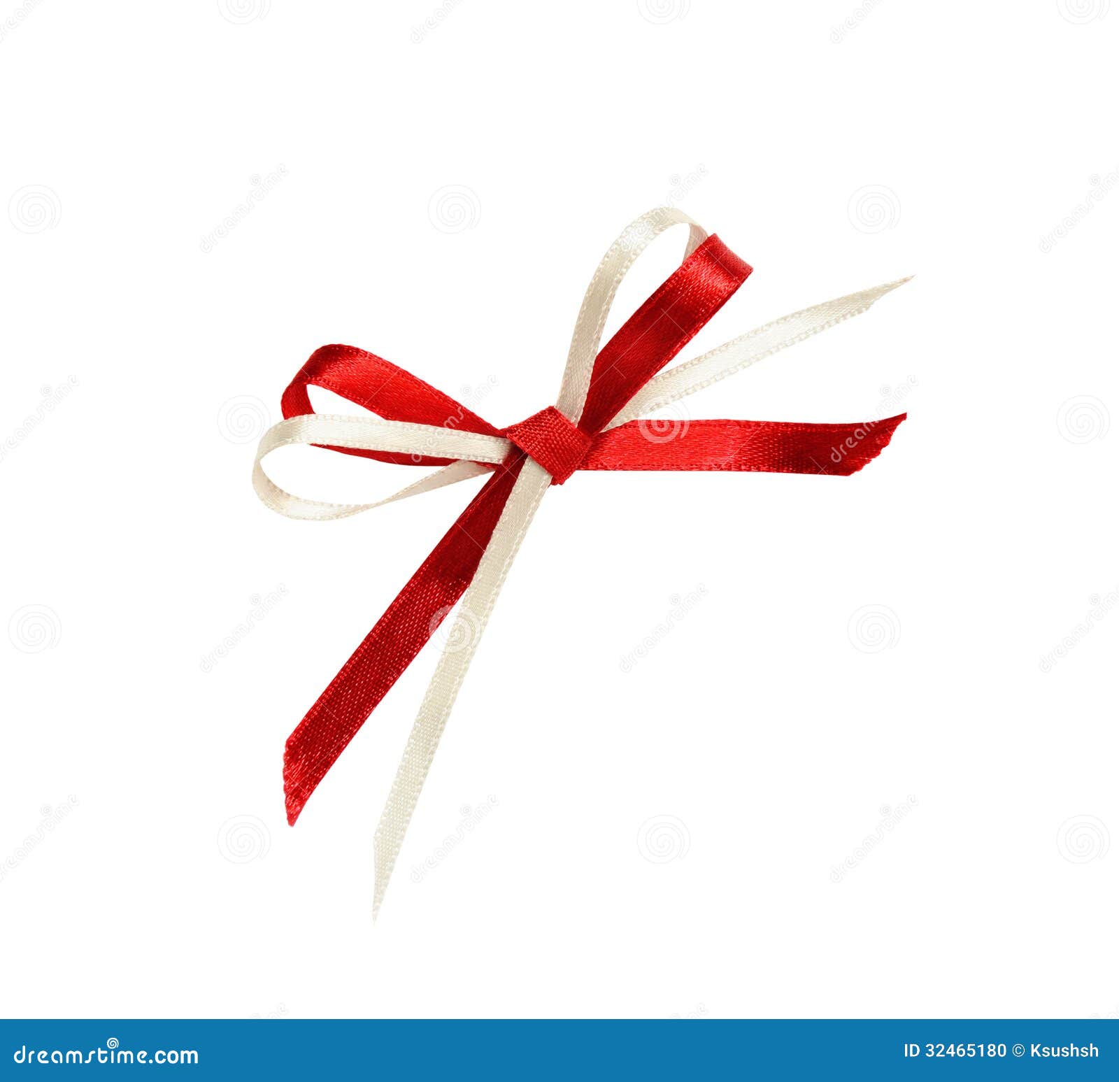 Bow of Red and White Satin Ribbon Stock Photo - Image of present ...