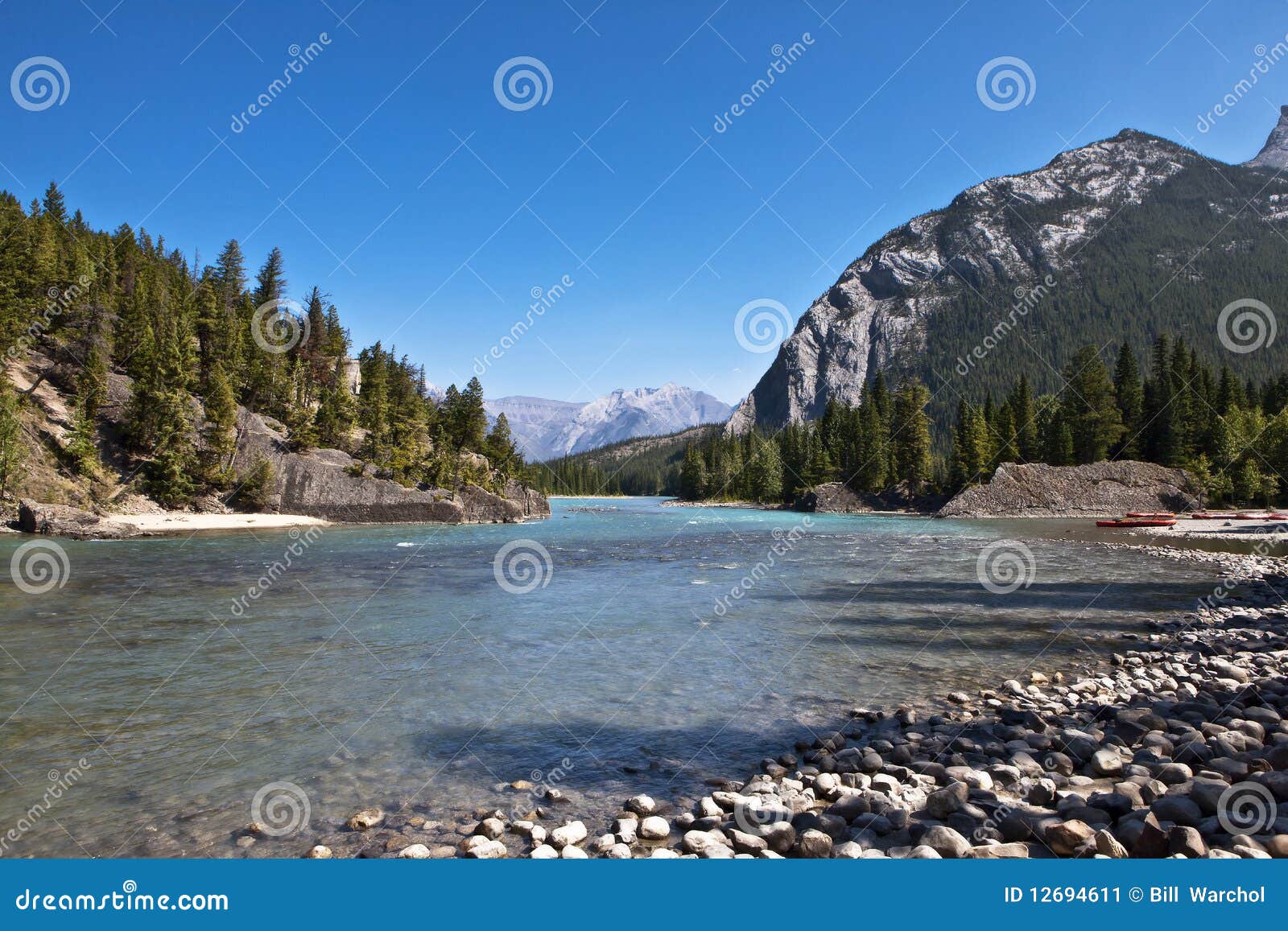 Bow River - Banff National Park Stock Image - Image of nature, remote ...