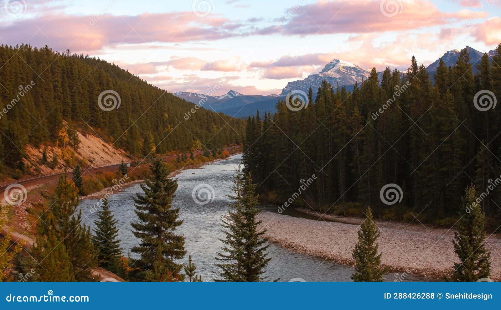 Bow River Landscape in Banff National Park in Alberta, Canada Stock ...