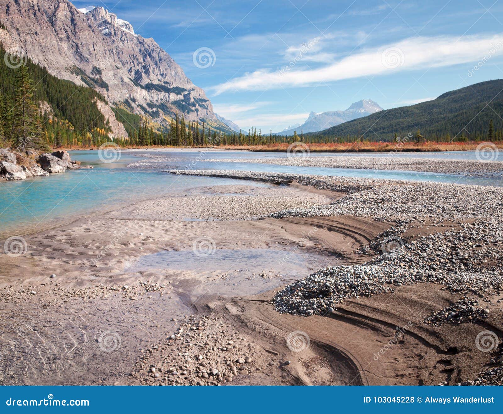 The Bow River in Banff, Alberta Canada Stock Photo - Image of forest ...