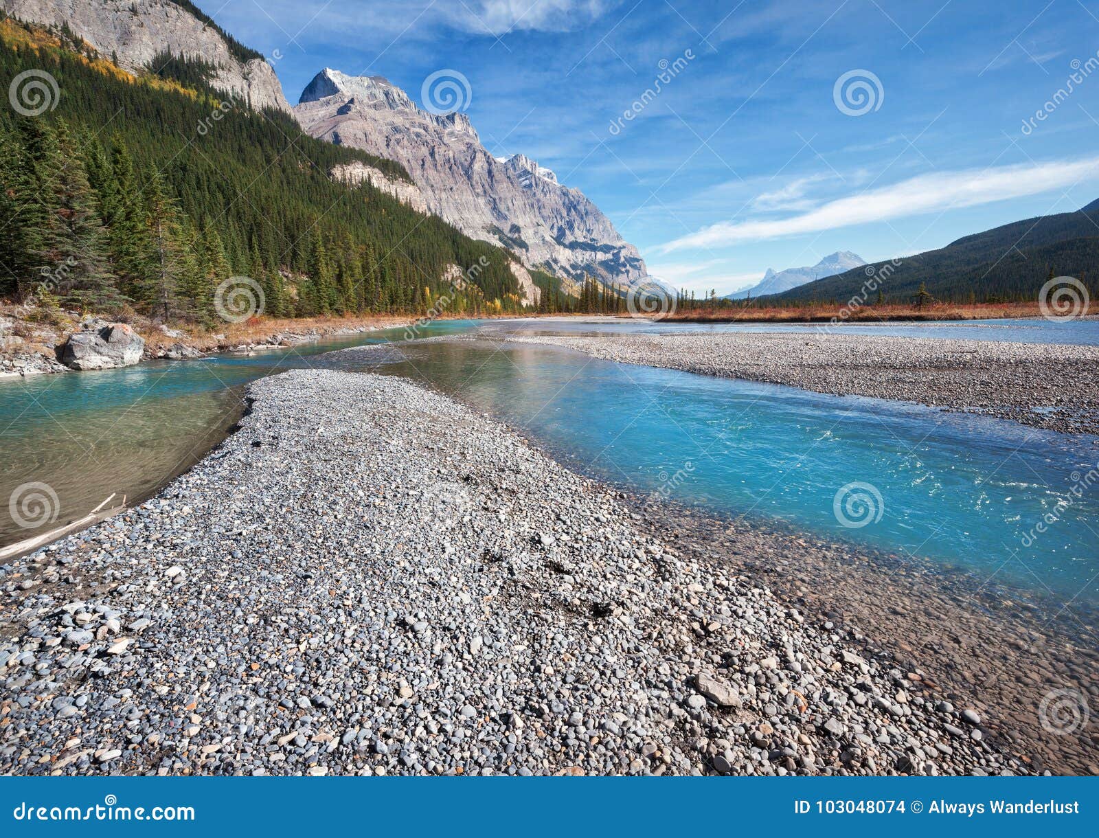 The Bow River in Banff, Alberta Canada Stock Photo - Image of national ...