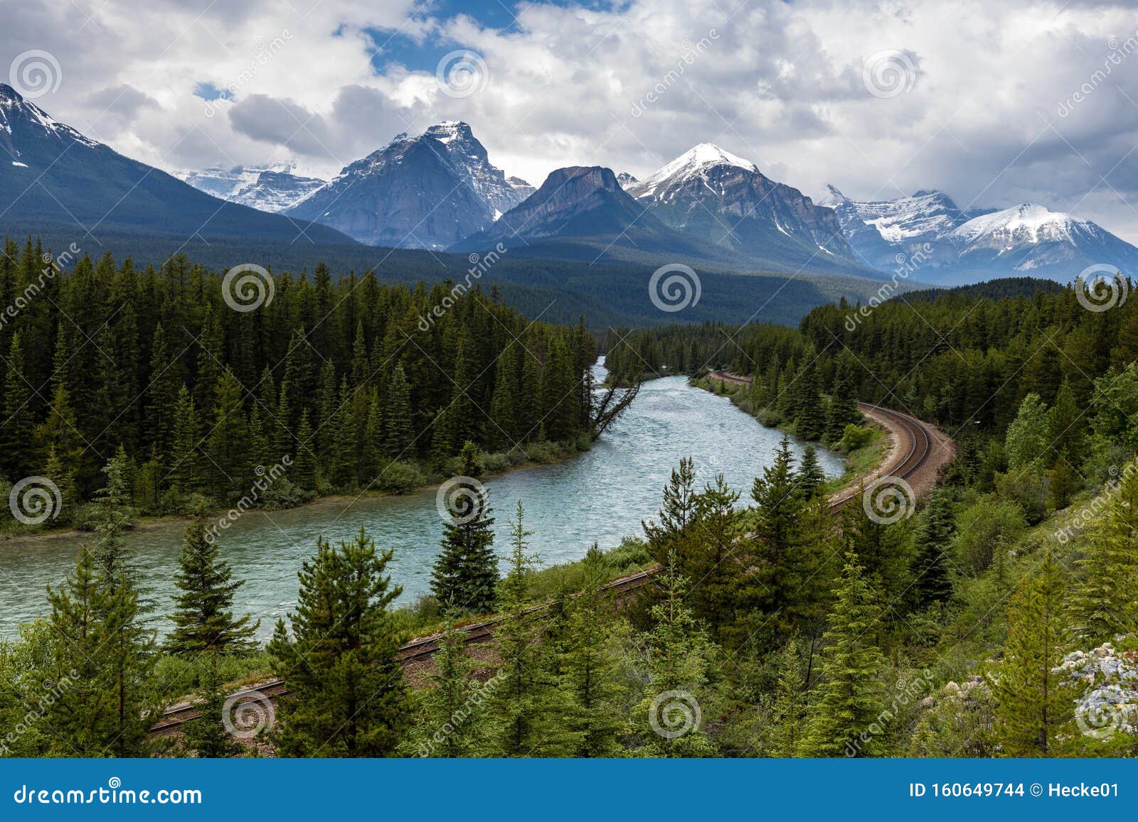 Bow River in the Bow Valley in the Rocky Mountains of Canada Stock ...