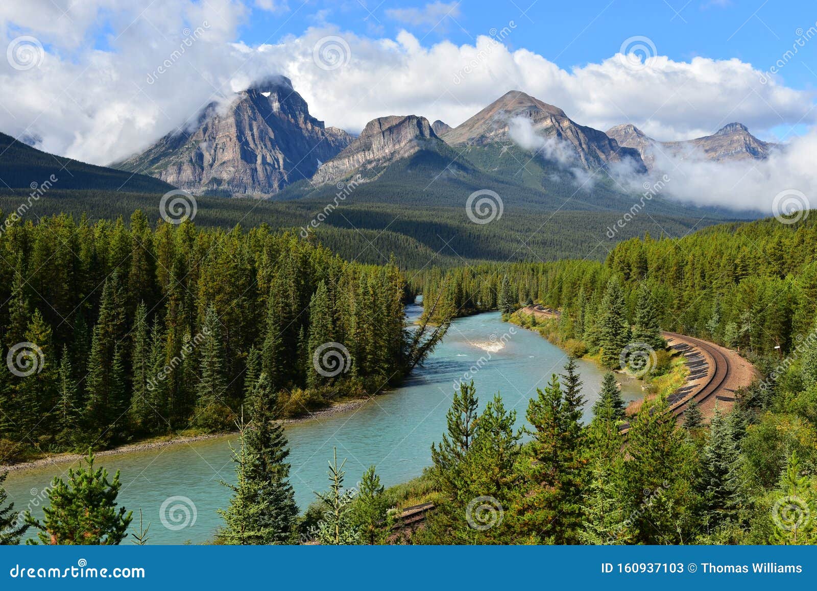 The Bow River Winds through Bow Valley. Stock Image - Image of winds ...