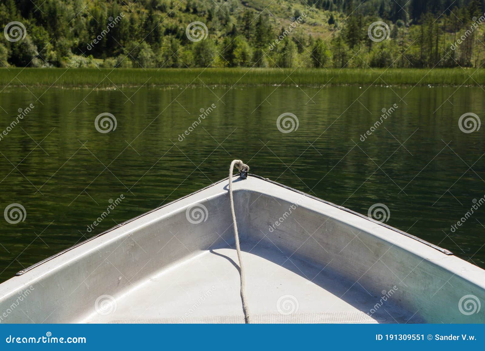 Bow of Rowing Boat on Mountain Lake Stock Image - Image of hills ...