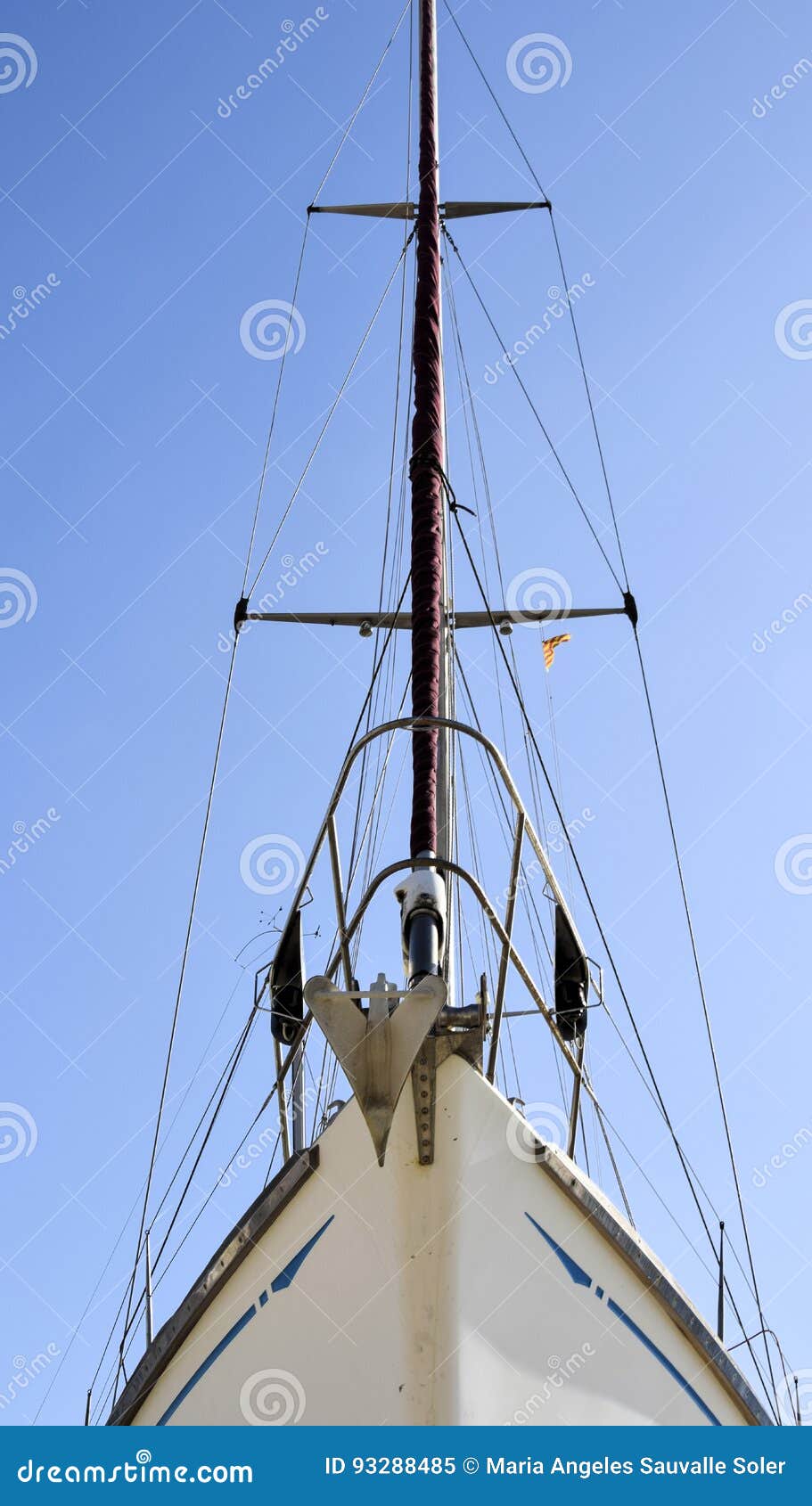 Bow of a sailboat. stock image. Image of vacation, boat - 93288485