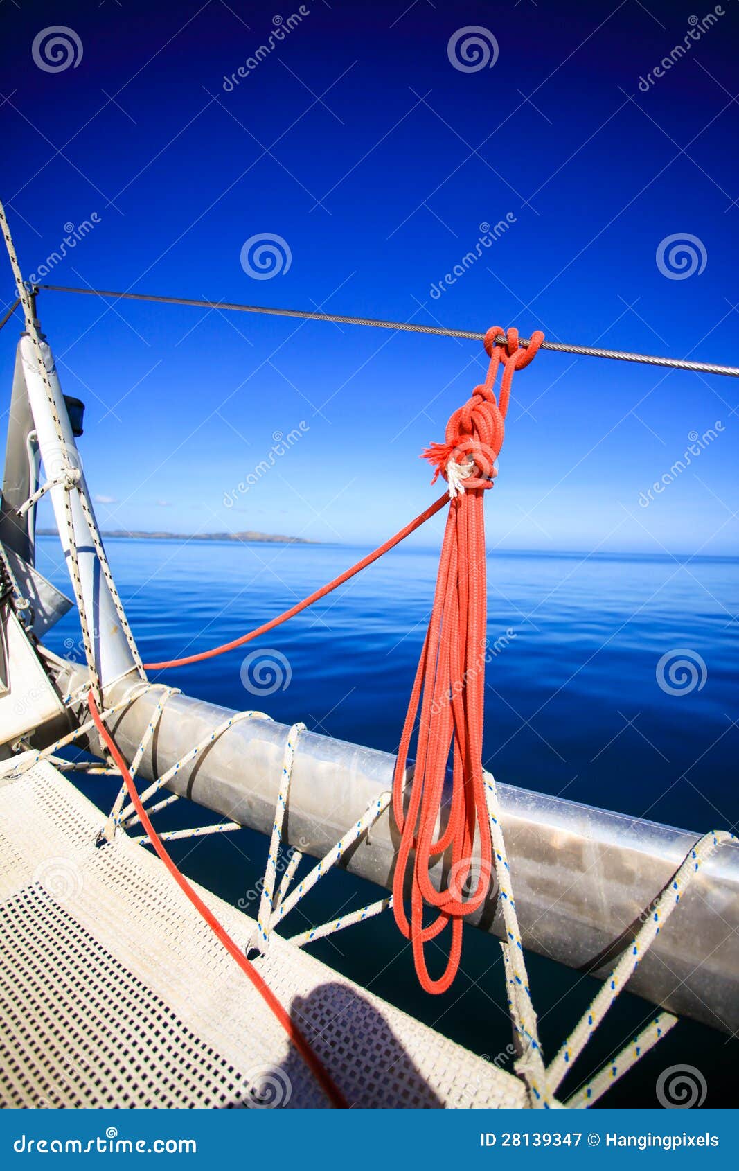 Bow of a Sailing Boat in Calm Blue Sea Stock Image - Image of boat ...