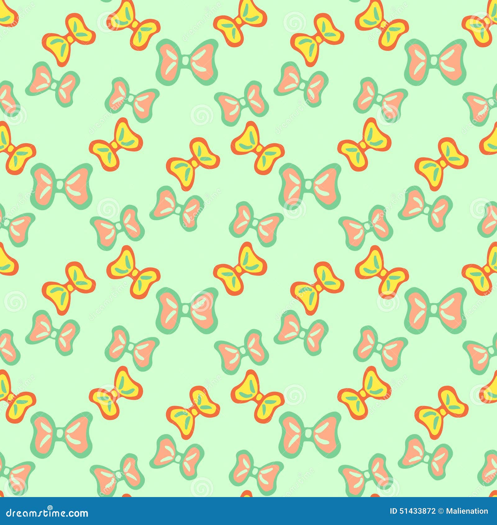 Bow Seamless Vector Pattern, Colorful Fashion Background Stock Vector ...