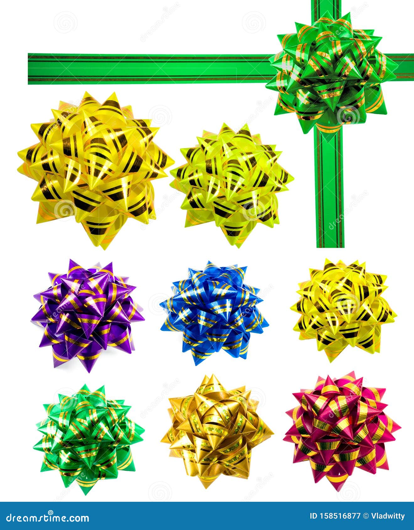 Decorative Bow Set Isolated Object on White Background Stock Image ...