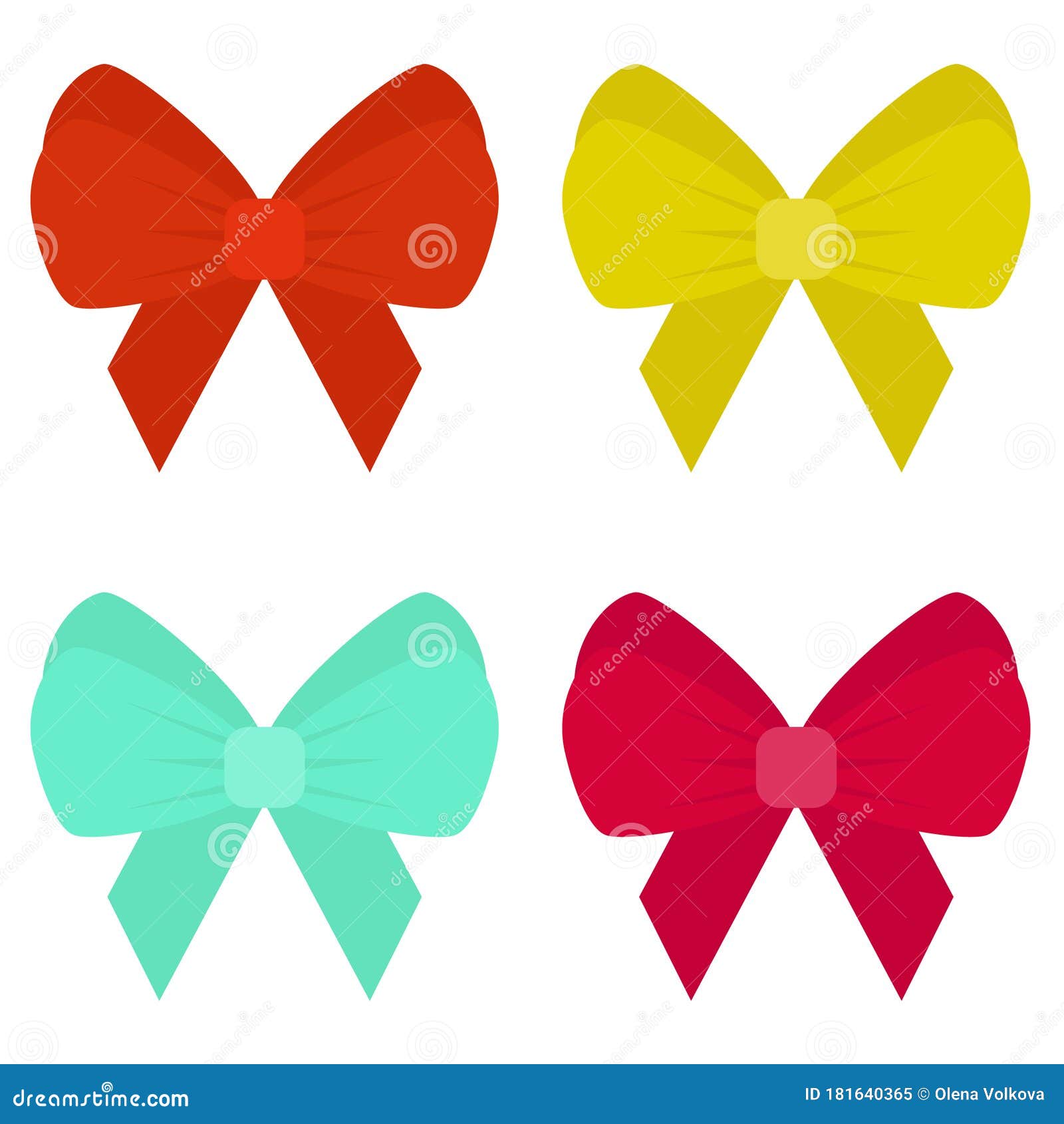 Bow, a Set of Multi-colored Bows Isolated on a White Background. Vector ...