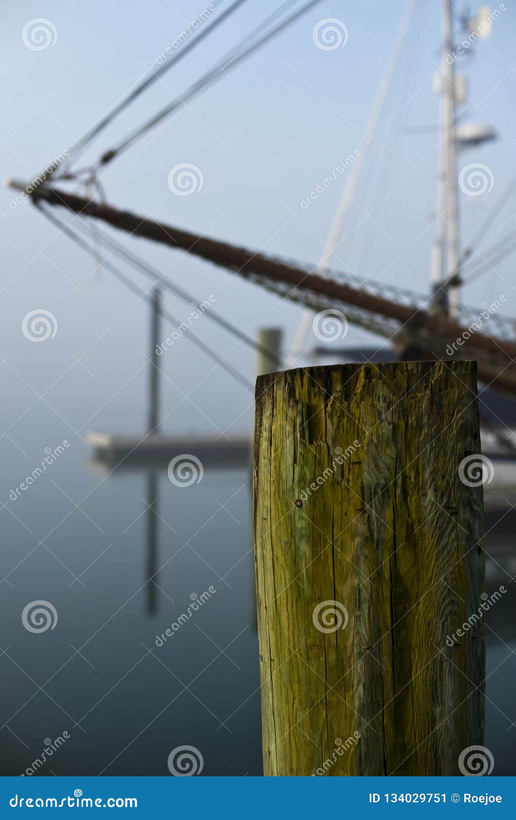 Bow of Ship with Dock Piling Stock Image - Image of background, sailing ...