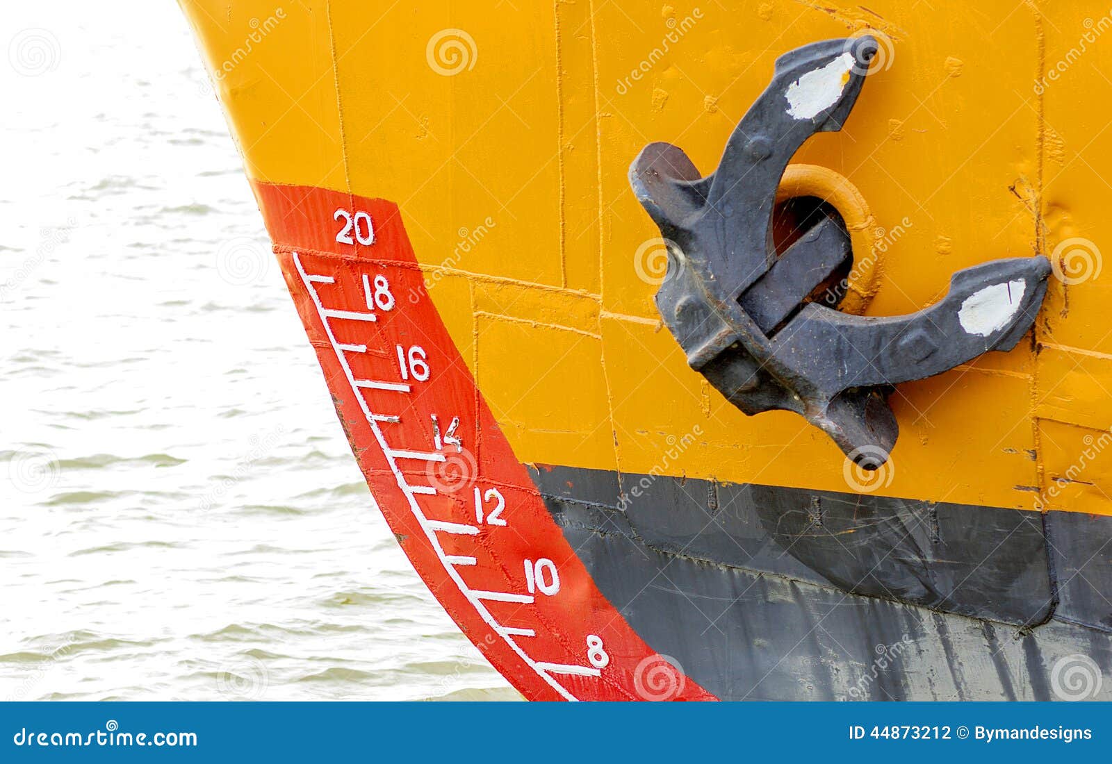 Bow Of A Ship With Draft Scale Numbering And Anchor Royalty-Free Stock ...