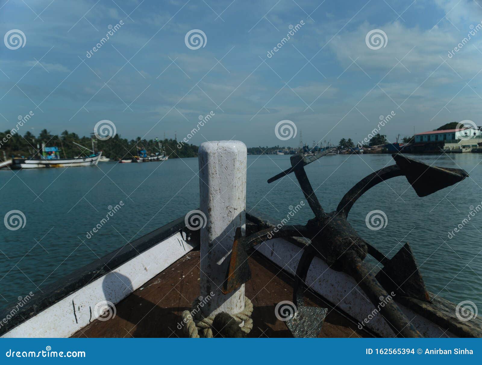 Bow Side of Boat with Anchor Stock Photo - Image of white, seaside ...