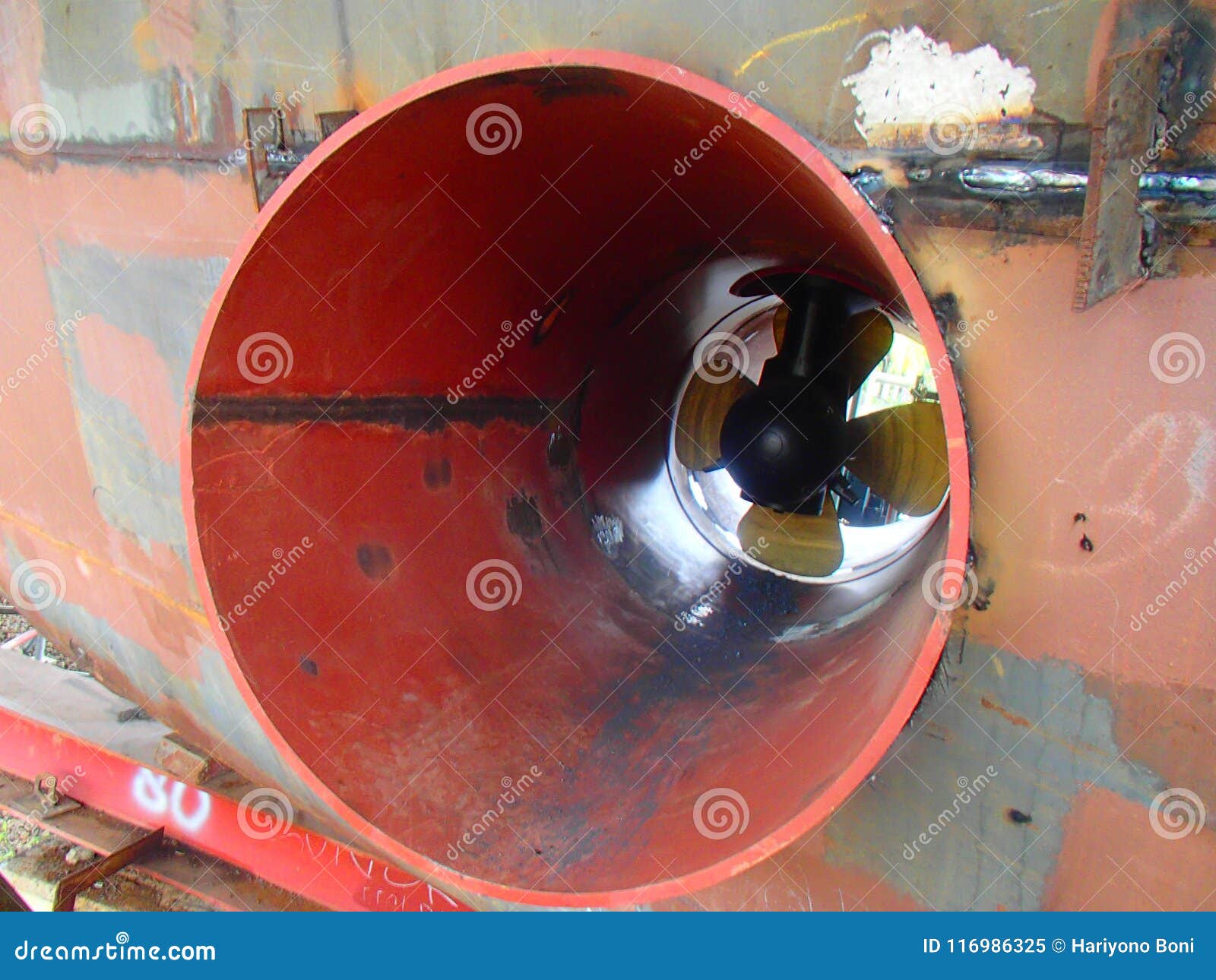 Boat Bow Thruster Propeller Detail Painted In Blue Royalty-Free Stock ...