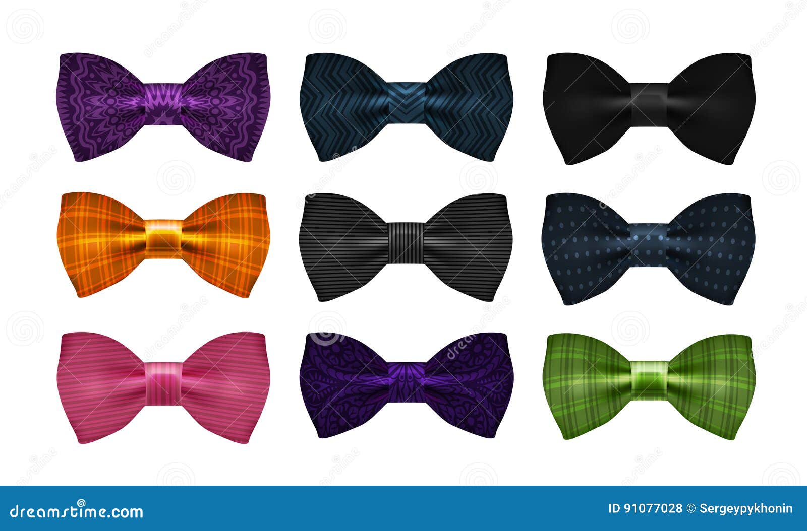 Bow Tie Collection. Bowtie, Necktie Symbol or Icon. Vector Illustration ...