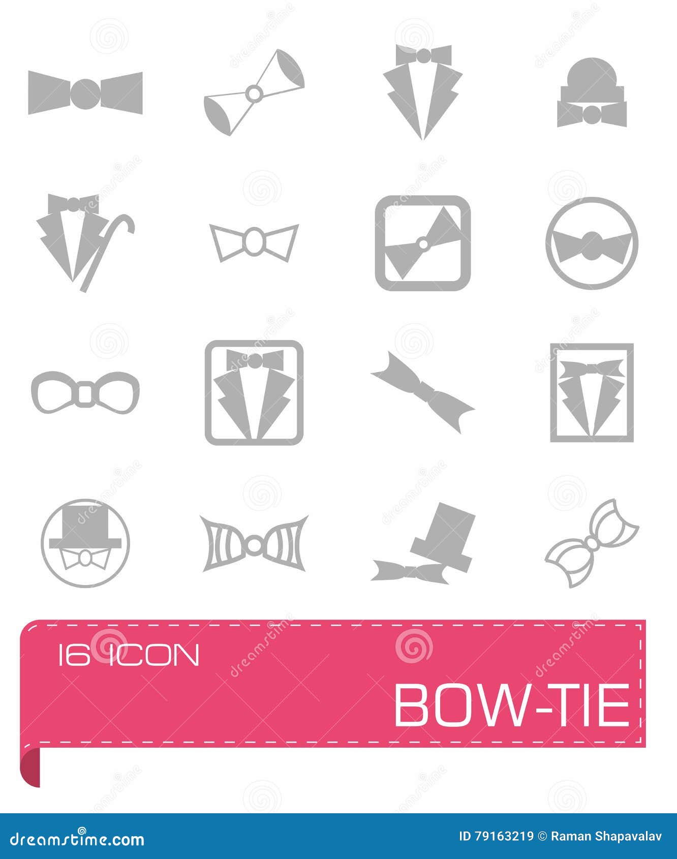 Bow-tie icon set stock vector. Illustration of neck, business - 79163219
