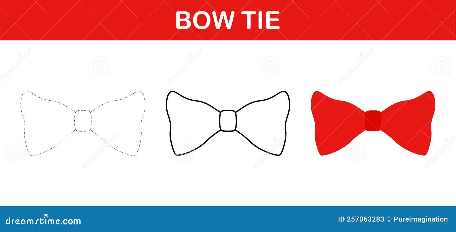 Bow Tie Tracing and Coloring Worksheet for Kids Stock Vector ...