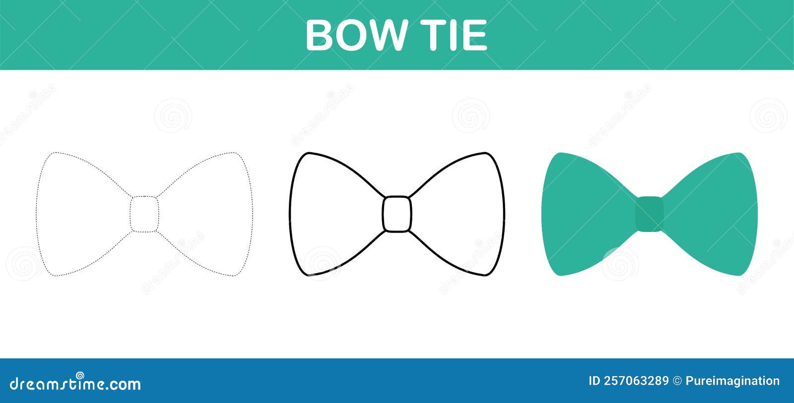 Bow Tie Tracing and Coloring Worksheet for Kids Stock Vector ...