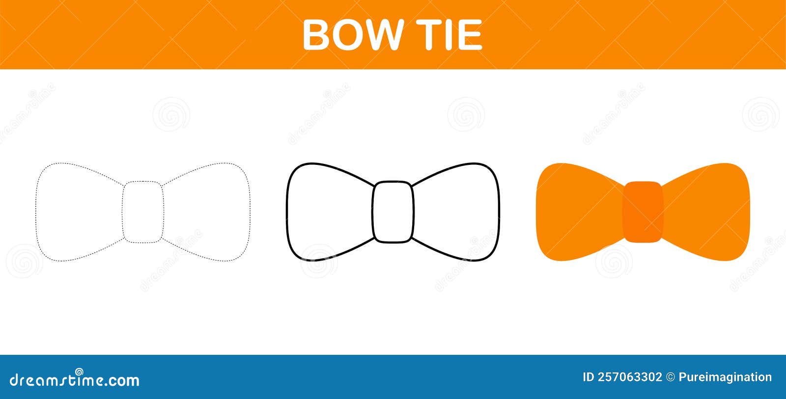Bow Tie Tracing and Coloring Worksheet for Kids Stock Vector ...