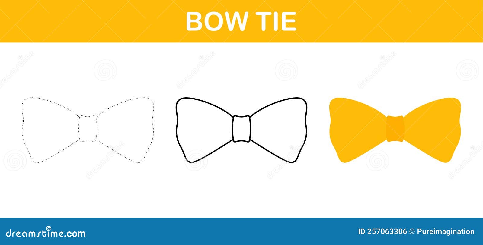 Bow Tie Tracing and Coloring Worksheet for Kids Stock Vector ...