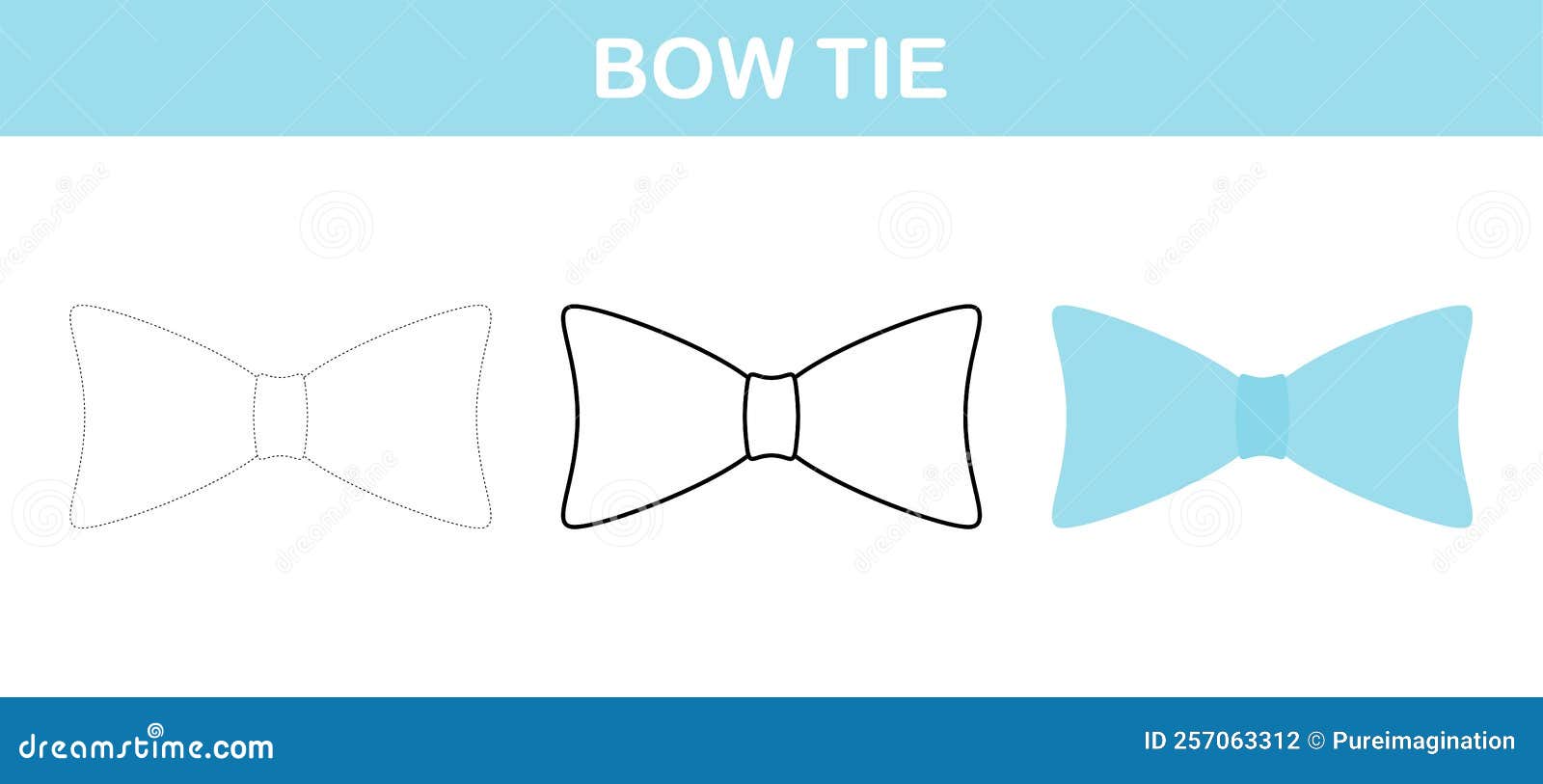 Bow Tie Tracing and Coloring Worksheet for Kids Stock Vector ...