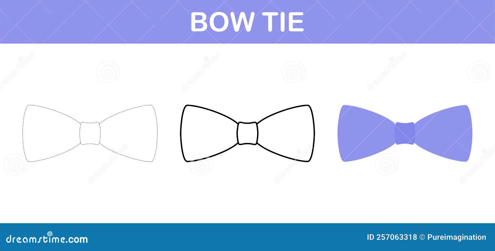 Bow Tie Tracing and Coloring Worksheet for Kids Stock Vector ...
