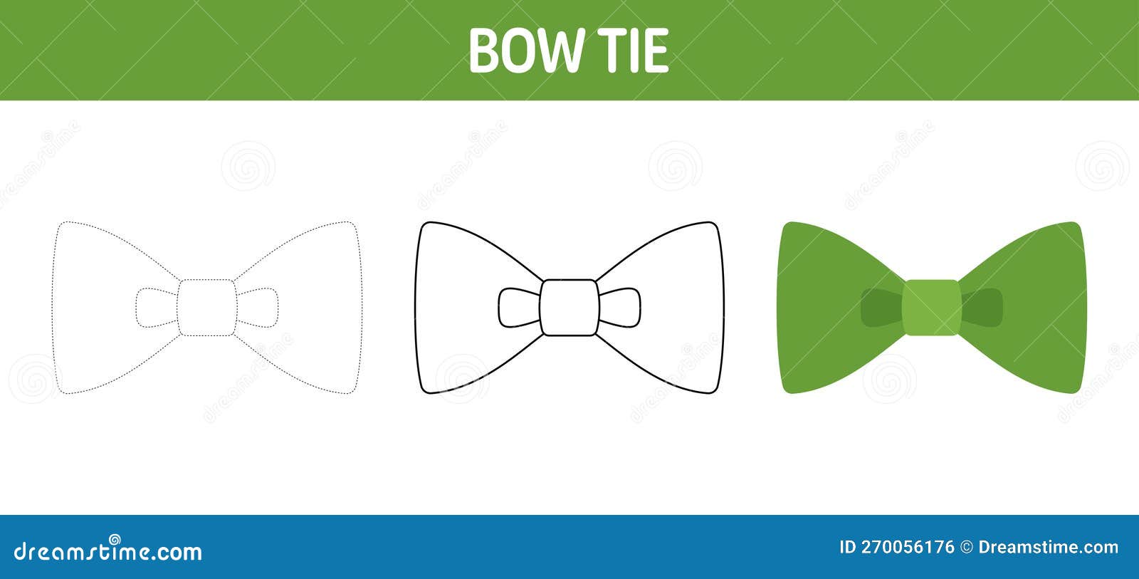 Bow Tie Tracing and Coloring Worksheet for Kids Stock Vector ...