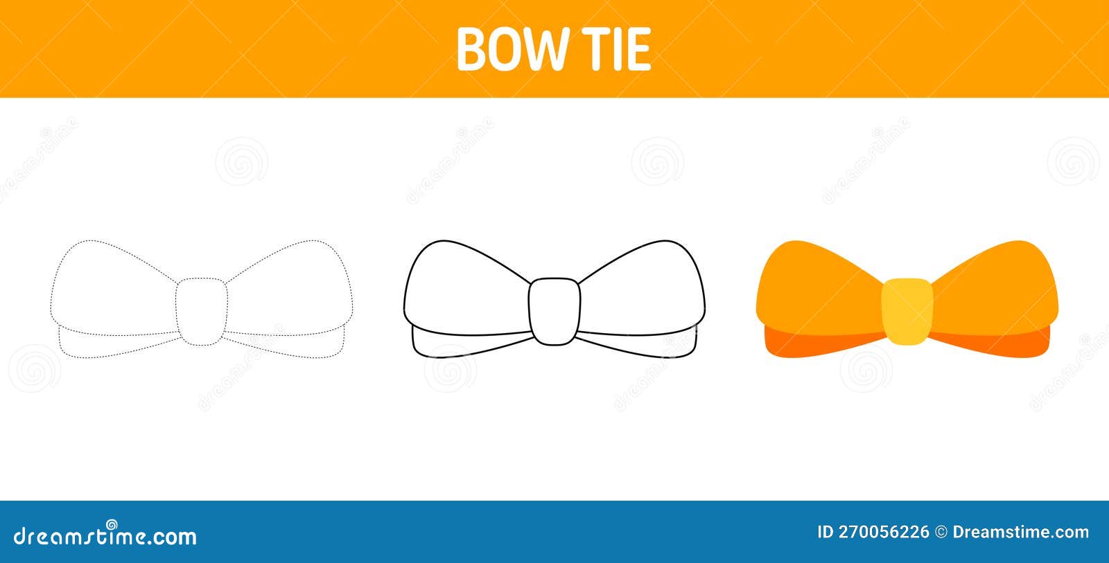 Bow Tie Tracing and Coloring Worksheet for Kids Stock Vector ...
